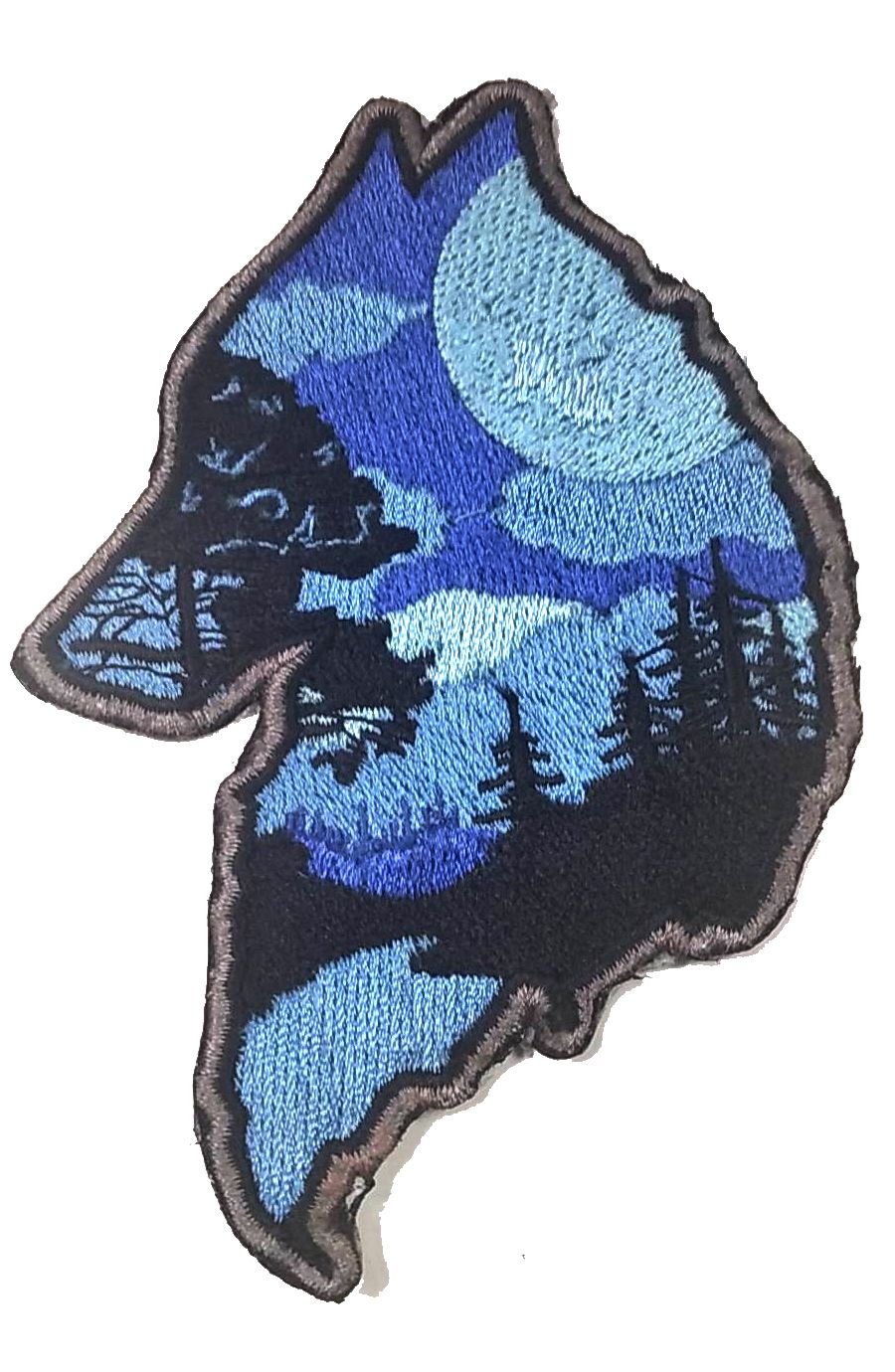 Parche Bordado Lobo Silueta Paisaje | URA Moto